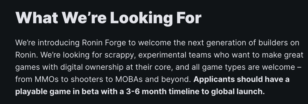 Sky Mavis New Ronin Forge Program with $50k Grant | GAM3S.GG