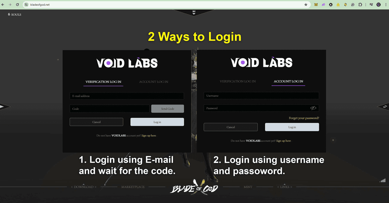 Blade of God X: How to Create a Void Labs Account | GAM3S.GG